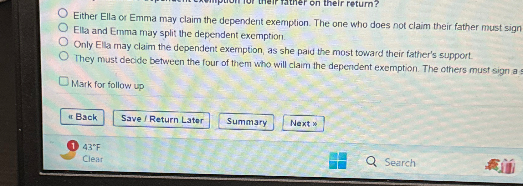 Solved Either Ella or Emma may claim the dependent | Chegg.com