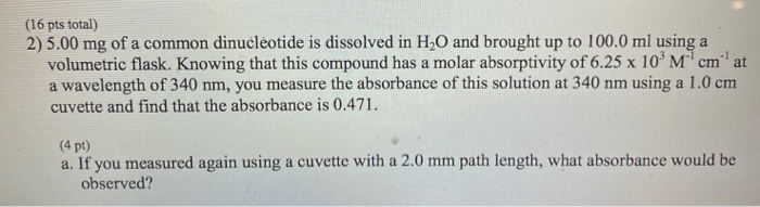 Solved If you measured again using a curvette with a 2.0 mm | Chegg.com