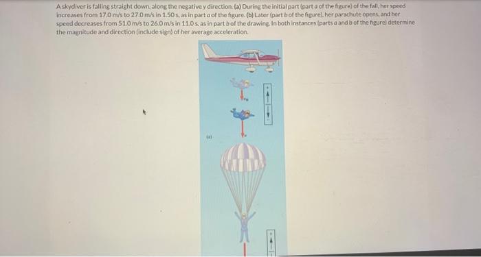 Solved A skydiver is falling straight down, along the | Chegg.com