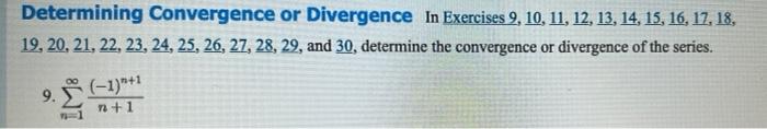 Solved Determining Convergence or Divergence In Exercises 9, | Chegg.com