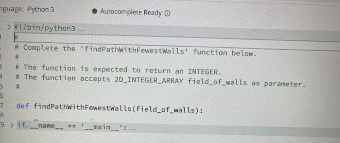Solved nguage: Python 3 Autocomplete Ready | Chegg.com
