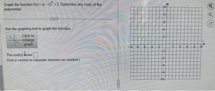 Solved Graph the function f(x)=(x−2)3+3. Determine any roots | Chegg.com