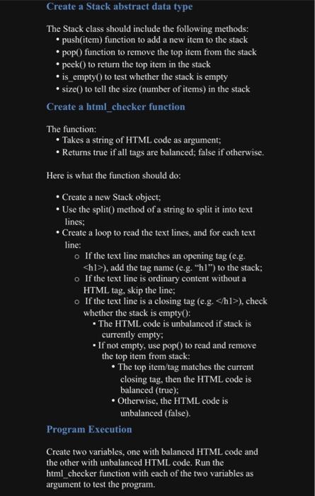 Solved Create A Stack Abstract Data Type The Stack Class 2573