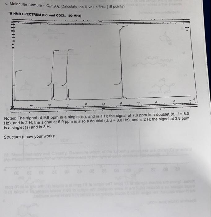 Solved C. Molecular formula =C2H6O2; Calculate the R value | Chegg.com