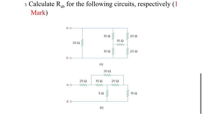 Solved 3. Calculate Rab for the following circuits, | Chegg.com