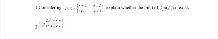 Solved 1.Considering ( f(x)=left{egin{array}{ll}x+2, & x | Chegg.com