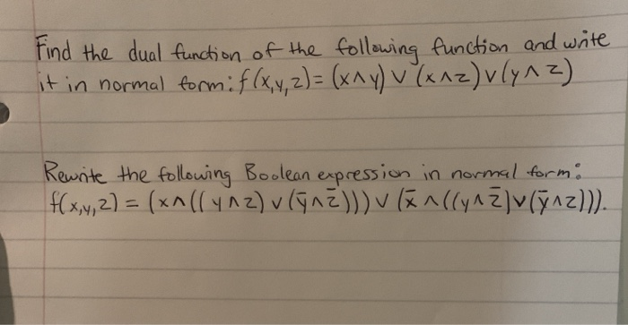Solved Find the dual function of the following function and | Chegg.com