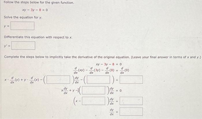 Solved Follow the steps below for the given function. | Chegg.com