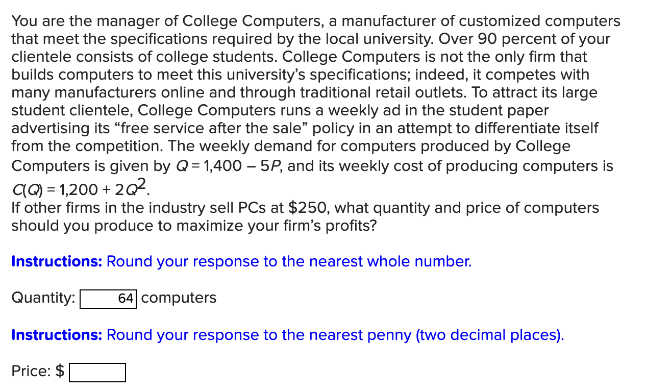 You are the manager of College Computers, a | Chegg.com