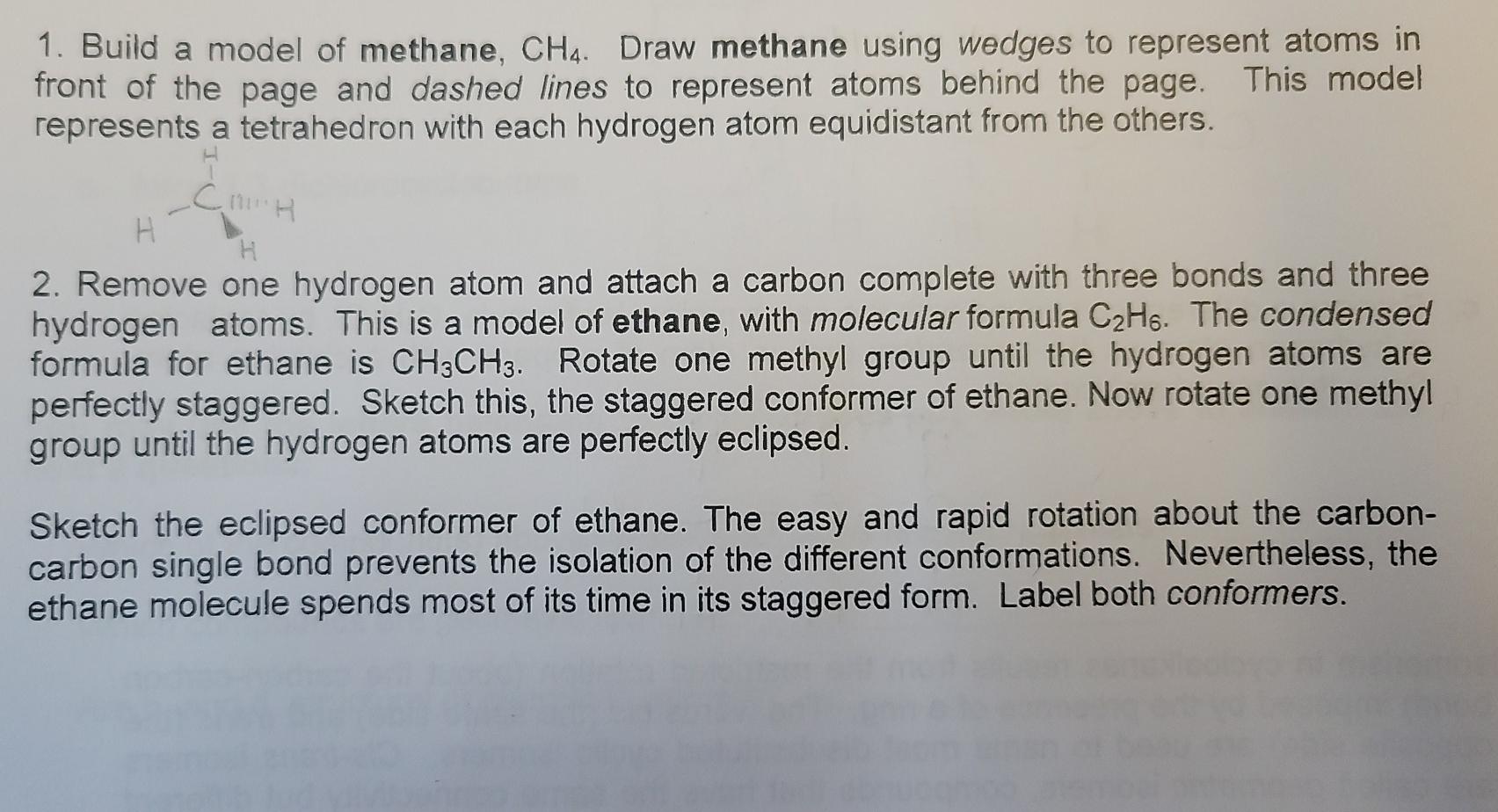 Solved 1. Build a model of methane, CH4 Draw methane using | Chegg.com