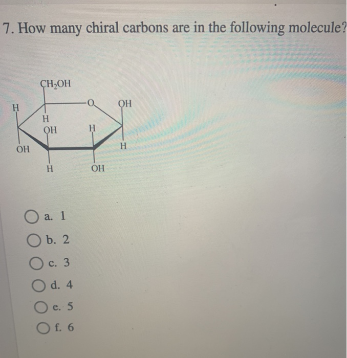 Solved 5. How many chiral carbons are in the following | Chegg.com