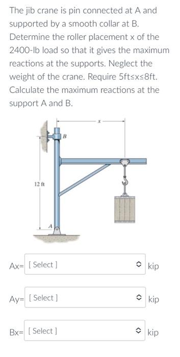 Solved The jib crane is pin connected at A and supported by | Chegg.com