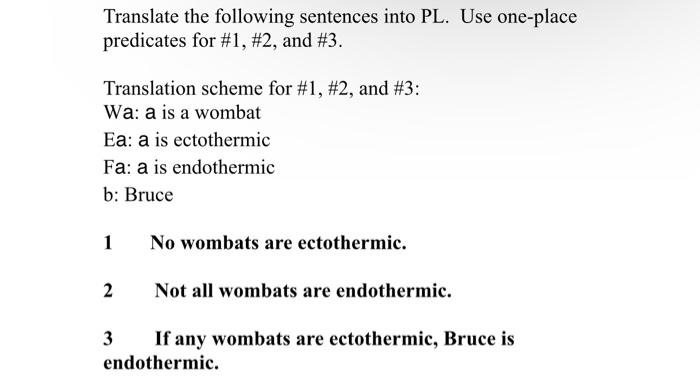 Translate the following sentences into PL. Use | Chegg.com