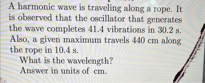 Solved A harmonic wave is traveling along a rope. It is | Chegg.com