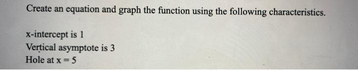 Solved Create an equation and graph the function using the | Chegg.com