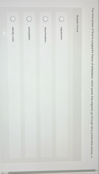 Solved The third phase of Sverre Lysgaard's theory of | Chegg.com