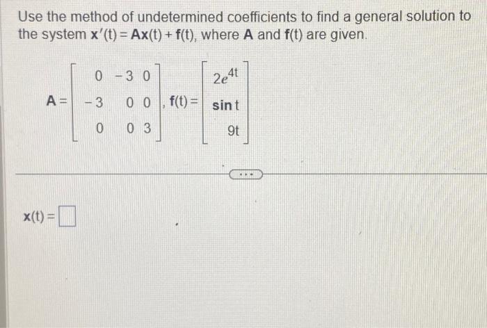 Solved Use the method of undetermined coefficients to find a | Chegg.com