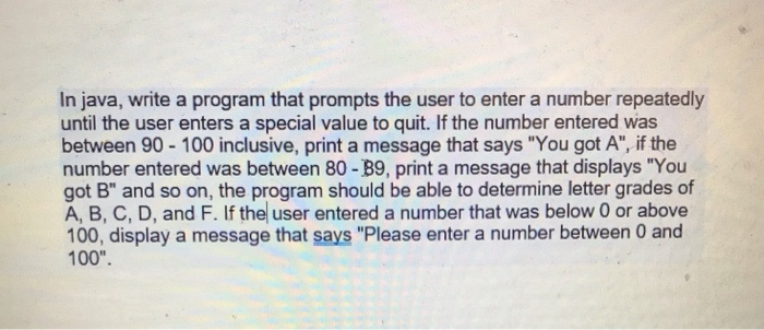 Solved In java, write a program that prompts the user to | Chegg.com