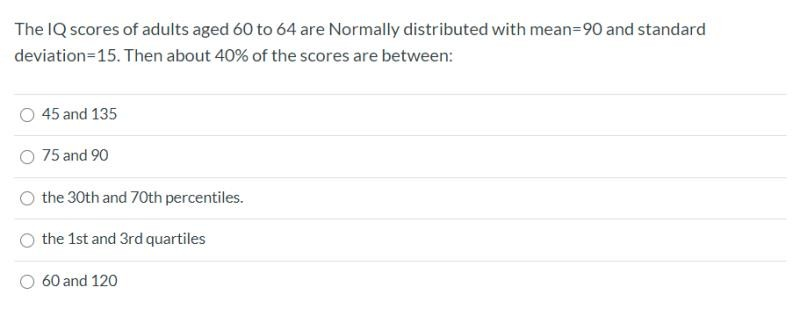 Solved The IQ scores of adults aged 60 to 64 are Normally | Chegg.com