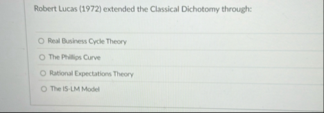 Solved Robert Lucas (1972) ﻿extended the Classical Dichotomy | Chegg.com