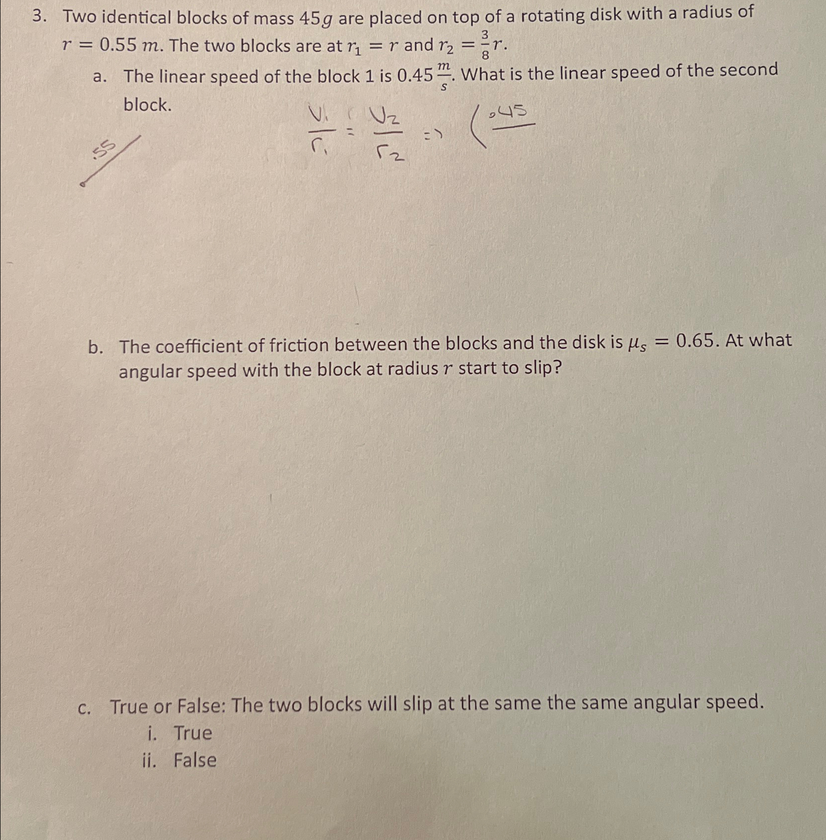 Solved Two identical blocks of mass 45g ﻿are placed on top | Chegg.com