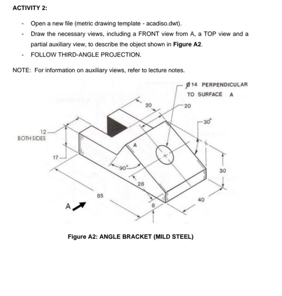 Solved ACTIVITY 2 Open A New File metric Drawing Template Chegg