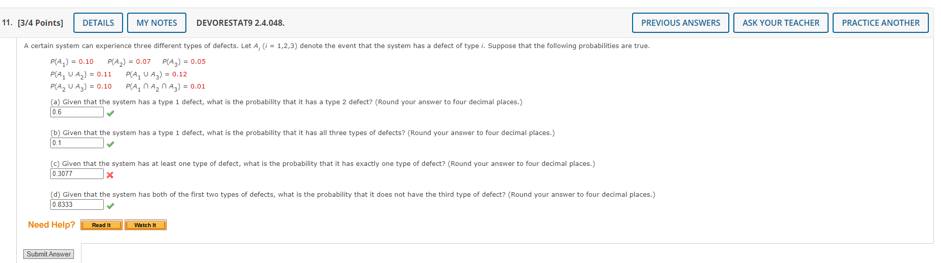 Solved A certain system can experience three different types | Chegg.com