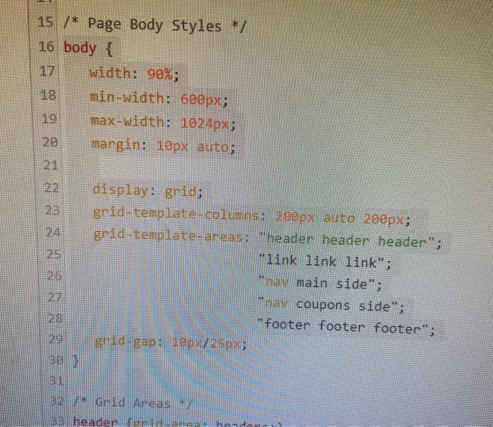 Solved Working with grids in css. There are six mistakes in | Chegg.com
