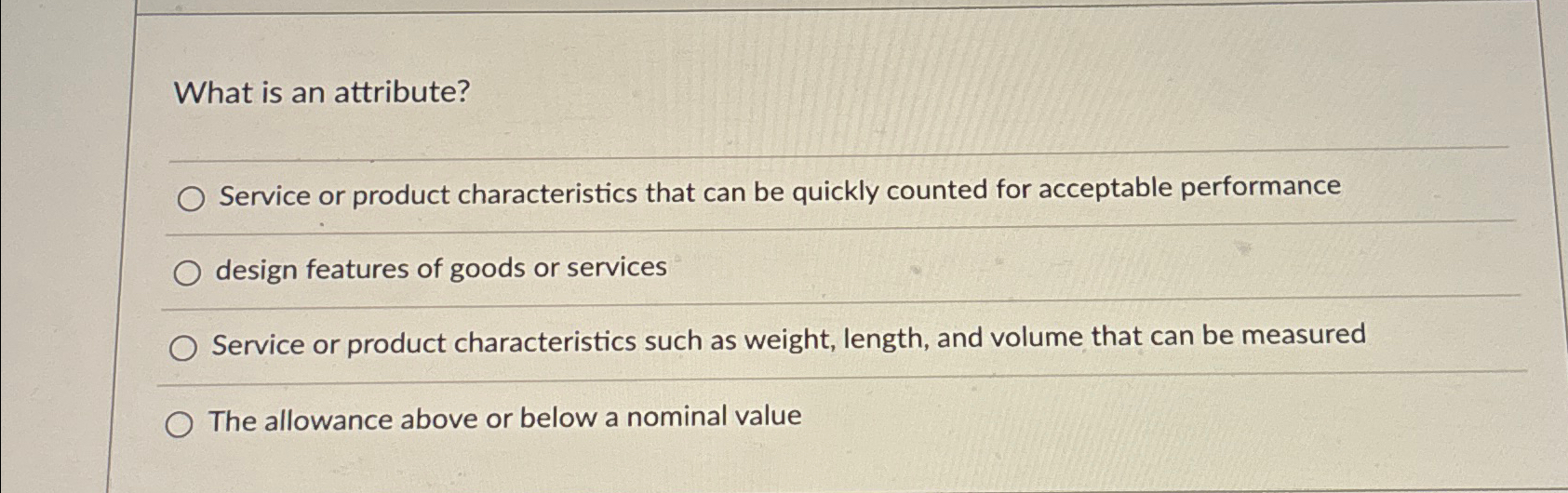 Solved What is an attribute?Service or product | Chegg.com