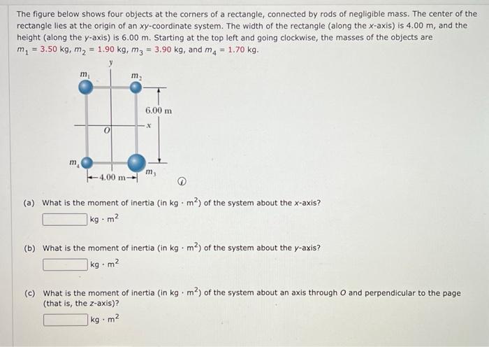 Solved The figure below shows four objects at the corners of | Chegg.com