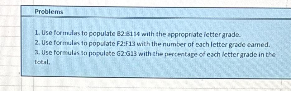 Solved ProblemsUse formulas to populate B2:B114 ﻿with the | Chegg.com