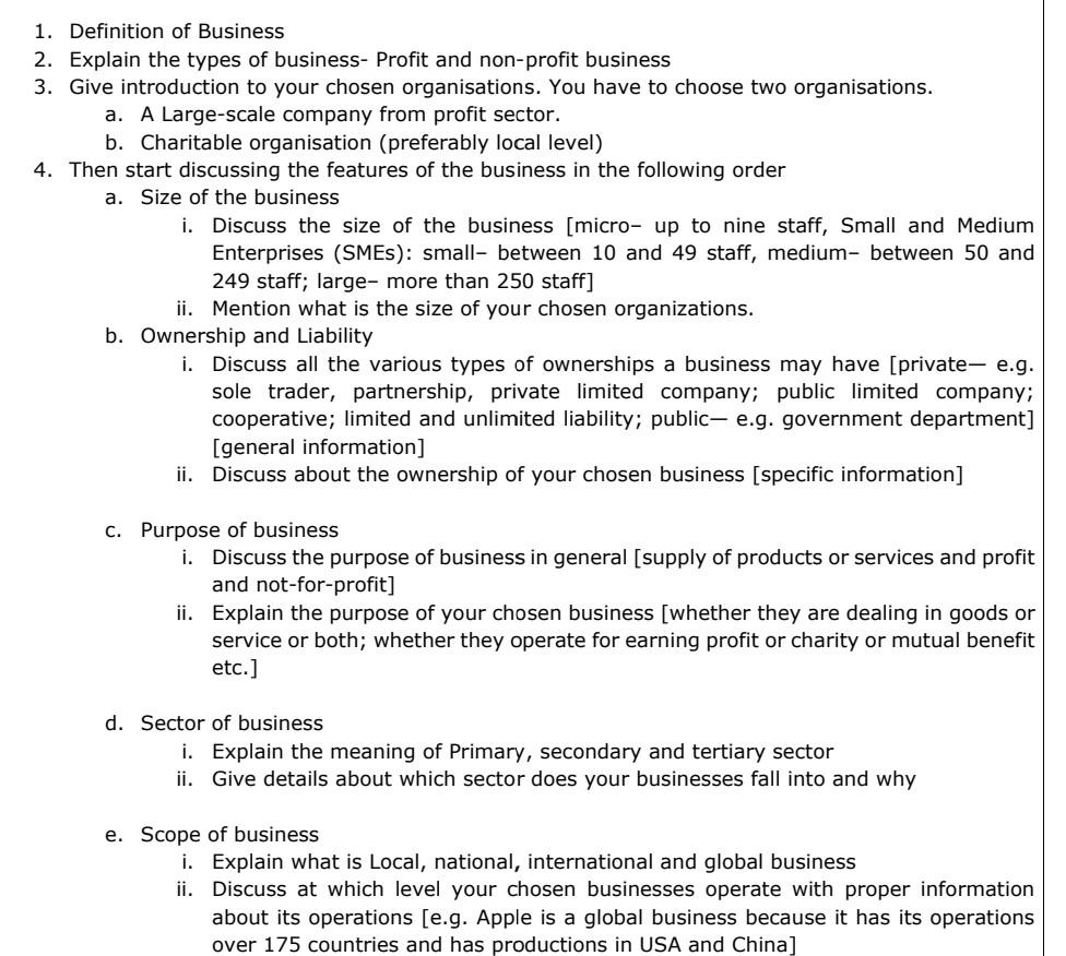 Solved 1. Definition of Business 2. Explain the types of | Chegg.com