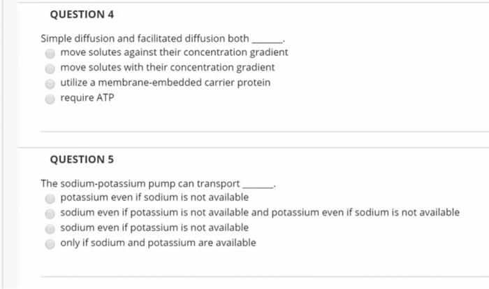 Solved QUESTION 4 Simple diffusion and facilitated diffusion | Chegg.com