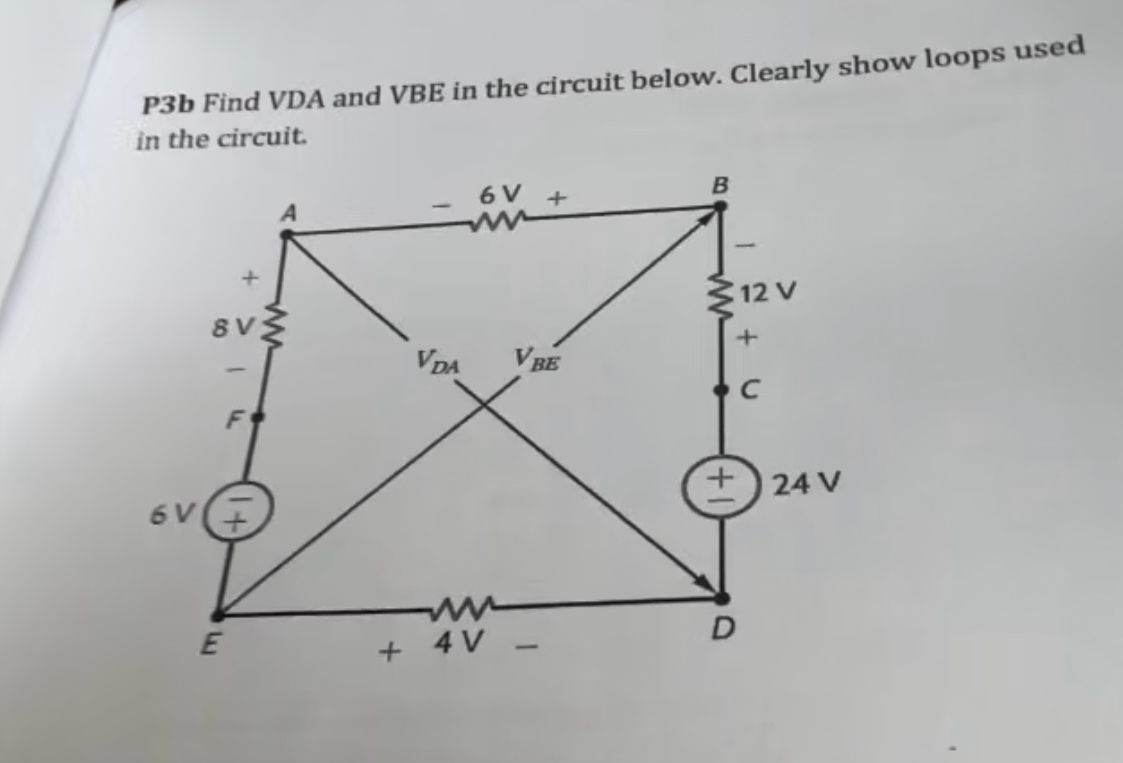 Solved P3b Find VDA and VBE in the circuit below. Clearly | Chegg.com
