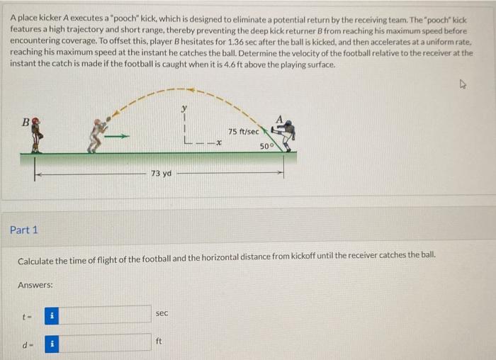 Solved A place kicker A executes a "pooch" kick, which is | Chegg.com