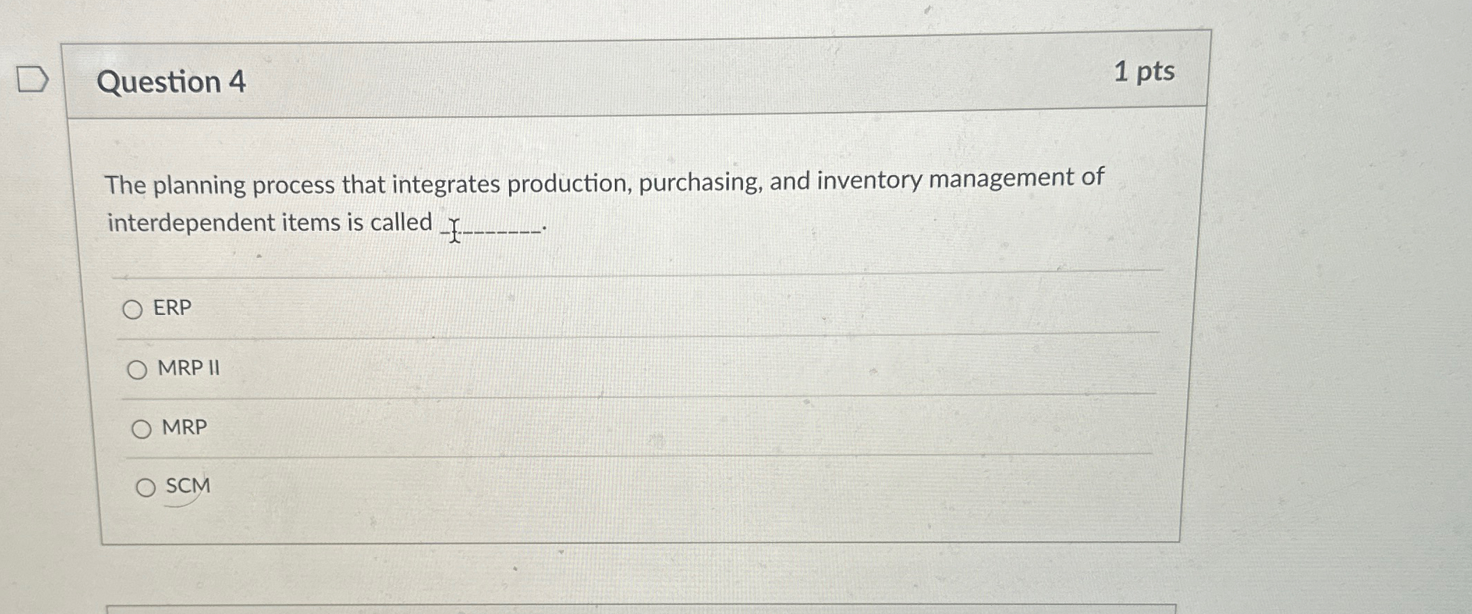 Solved Question 41 ﻿ptsThe planning process that integrates | Chegg.com
