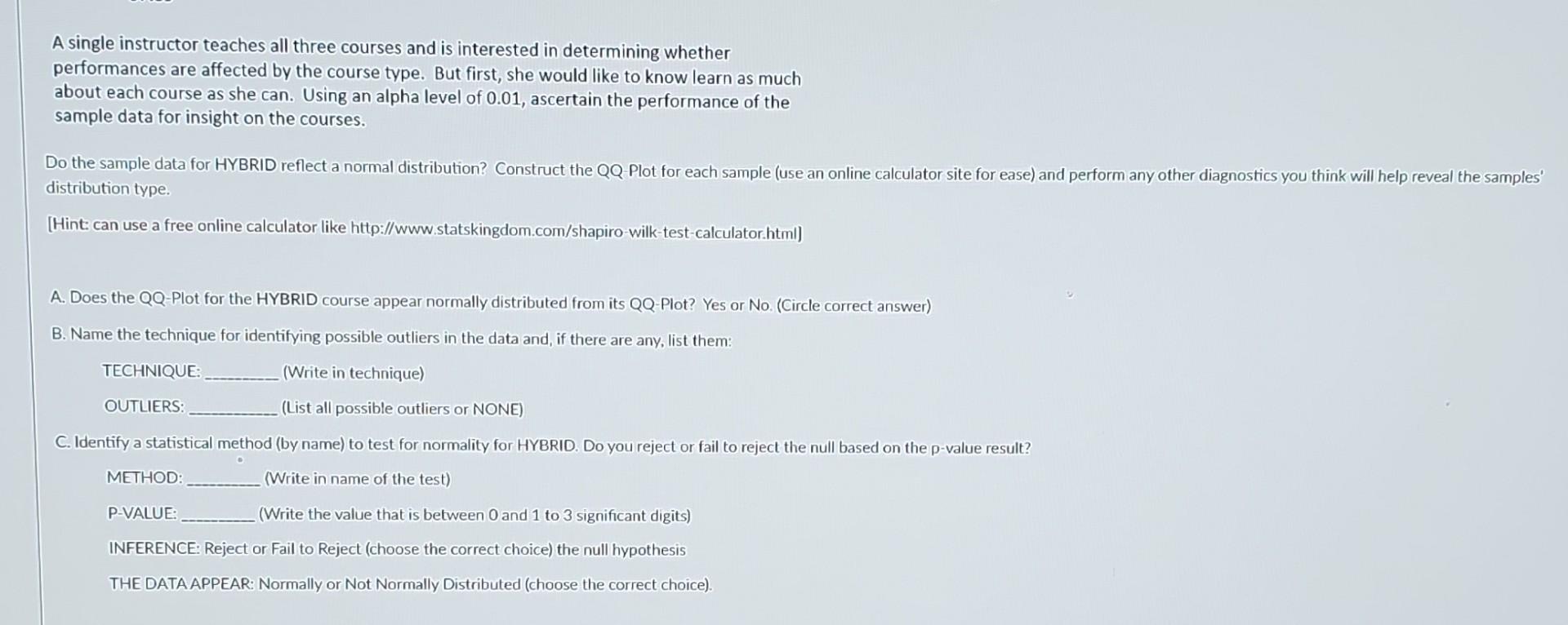 Solved Randomized samples are taken from three groups of | Chegg.com