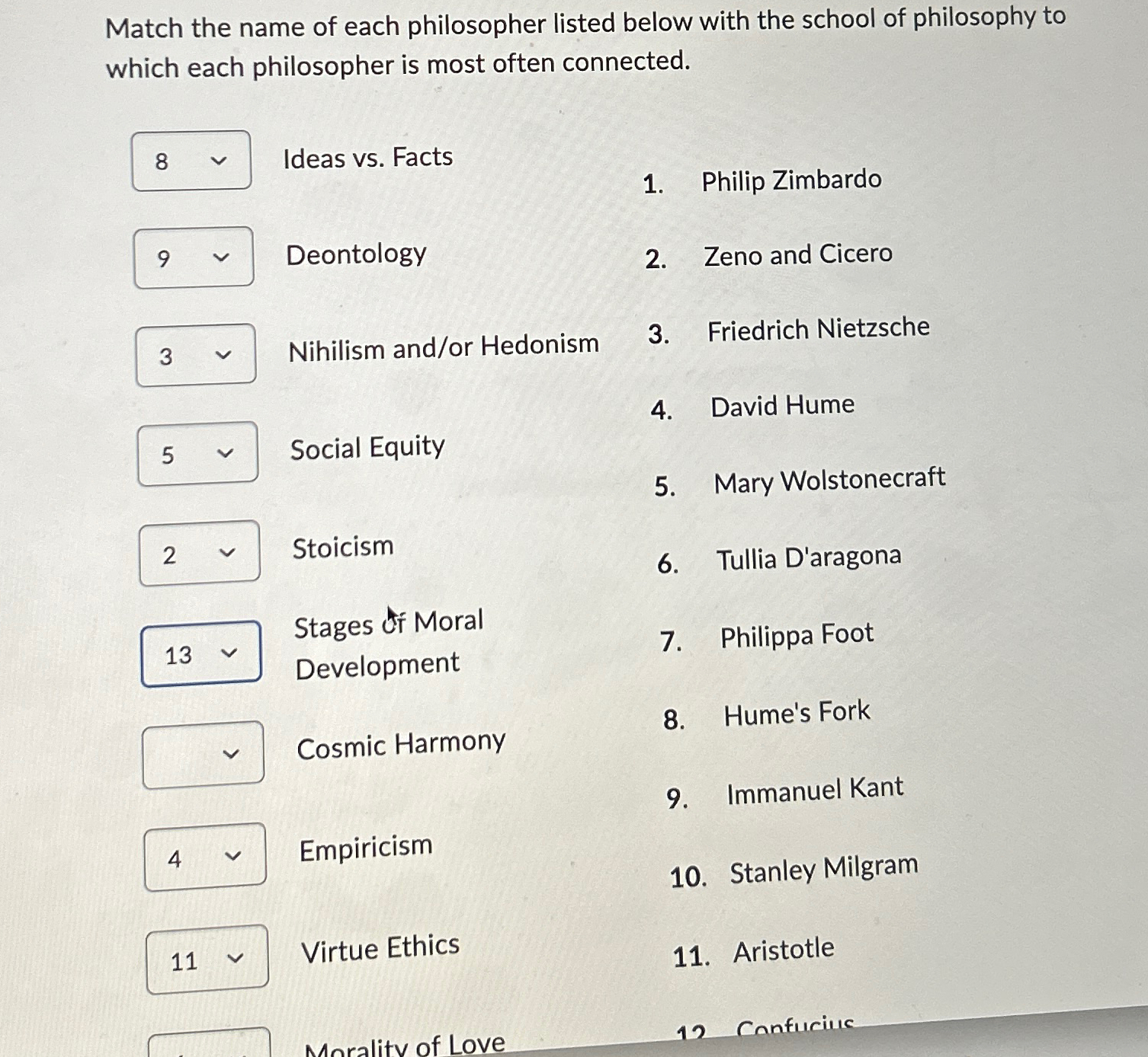 Solved Match the name of each philosopher listed below with | Chegg.com