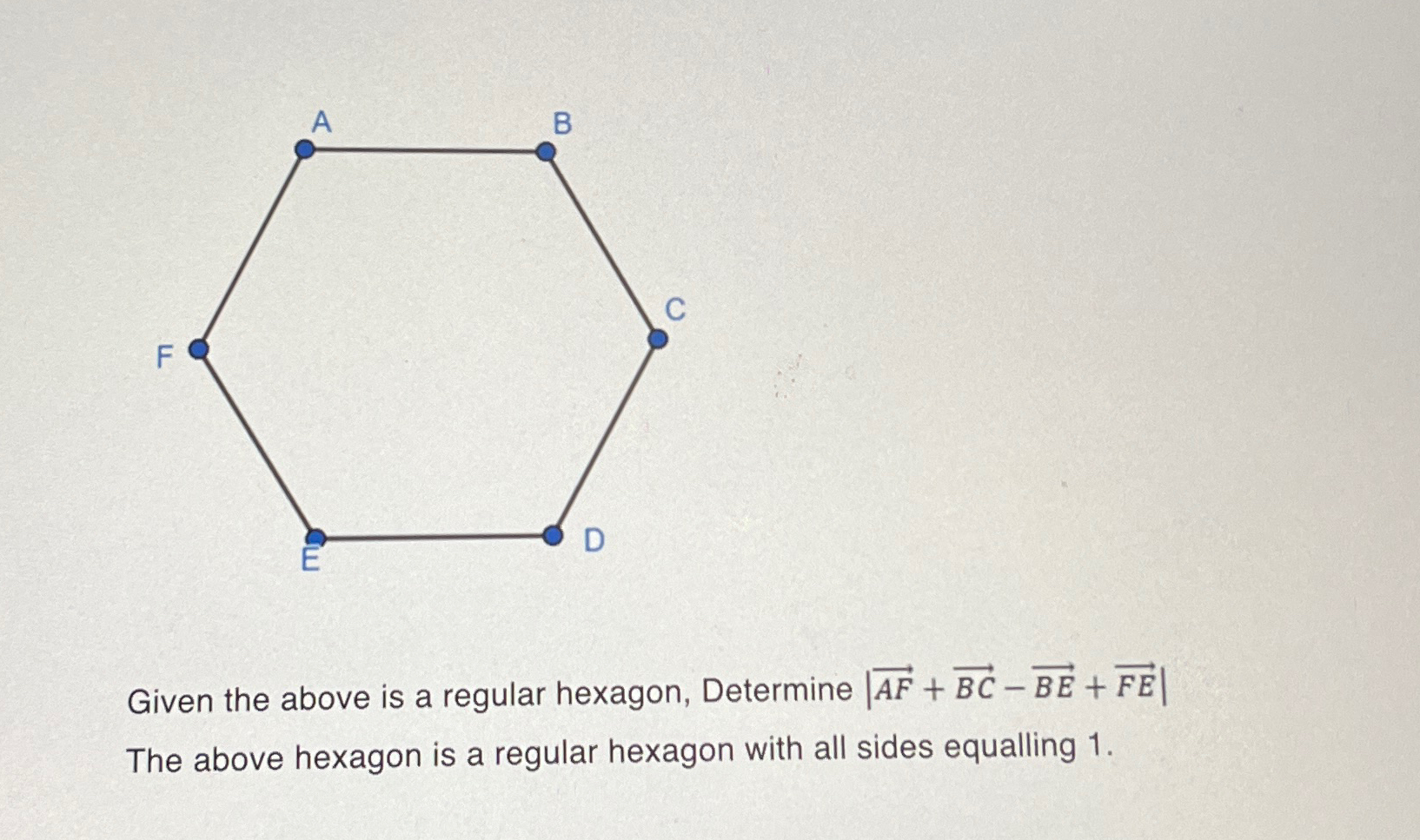 Solved Given the above is a regular hexagon, Determine | Chegg.com