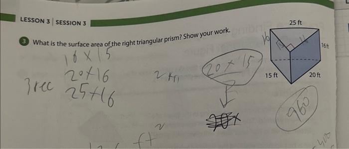 Solved 3. What is the surface area of the right triangular | Chegg.com