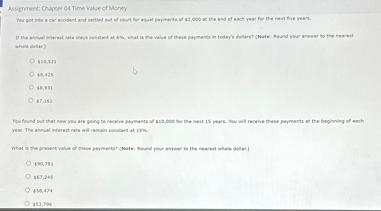 Solved Assignment: Chapter 04 ﻿Time Value of MoneyYou got | Chegg.com