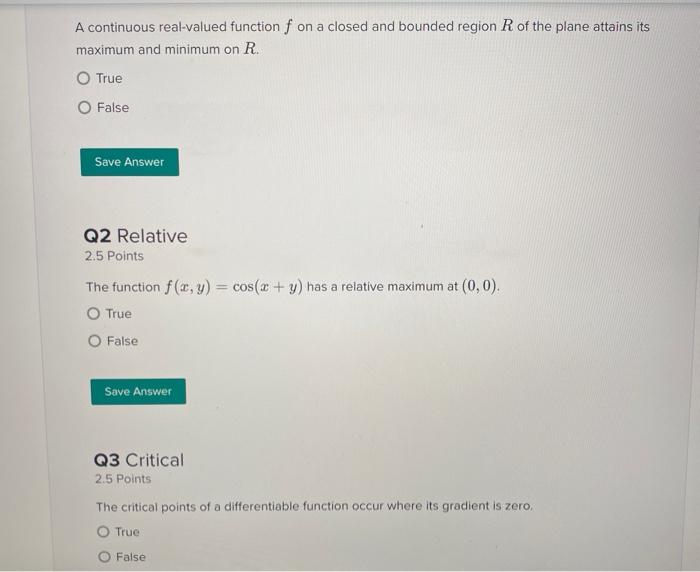 Solved A continuous real-valued function f on a closed and | Chegg.com