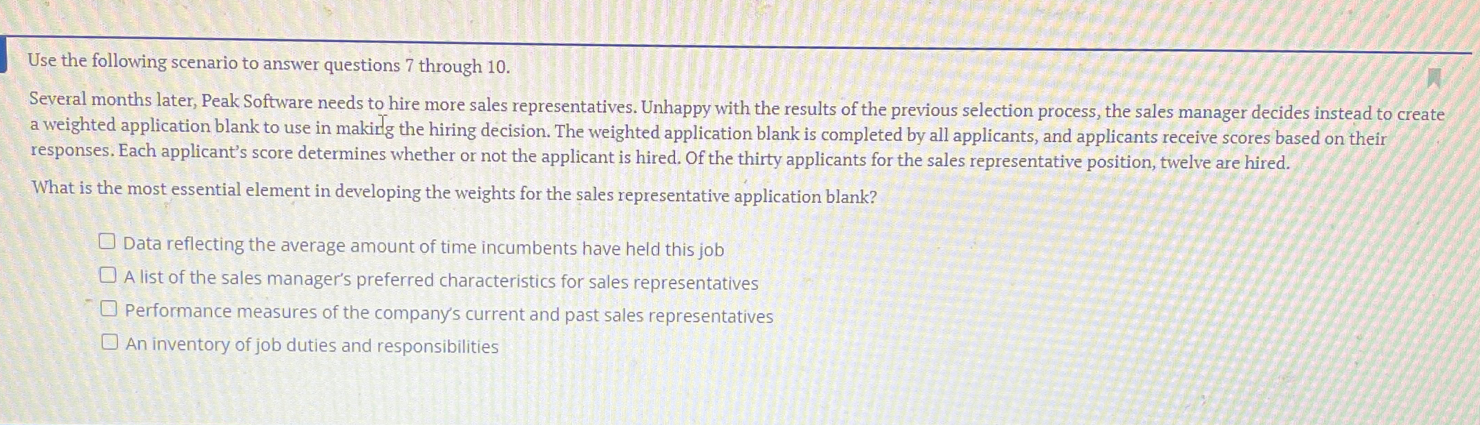 Solved Use the following scenario to answer questions 7 | Chegg.com