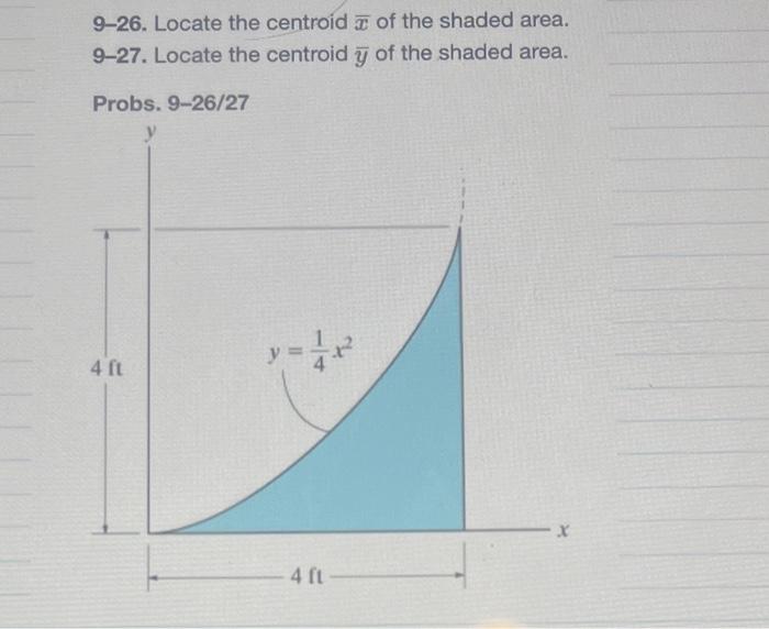 Solved 9-26. Locate the centroid xˉ of the shaded area. | Chegg.com