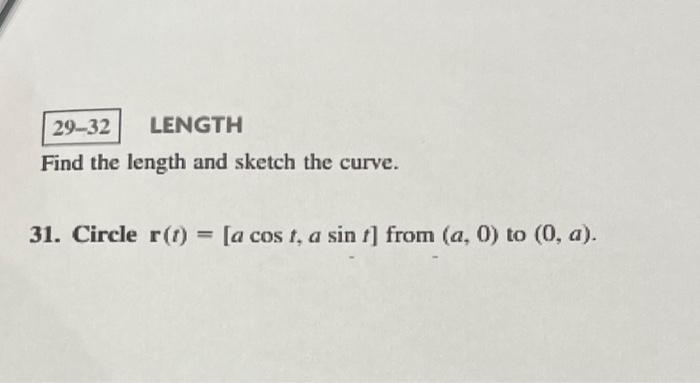 Find the length and sketch the curve. 31. Circle | Chegg.com