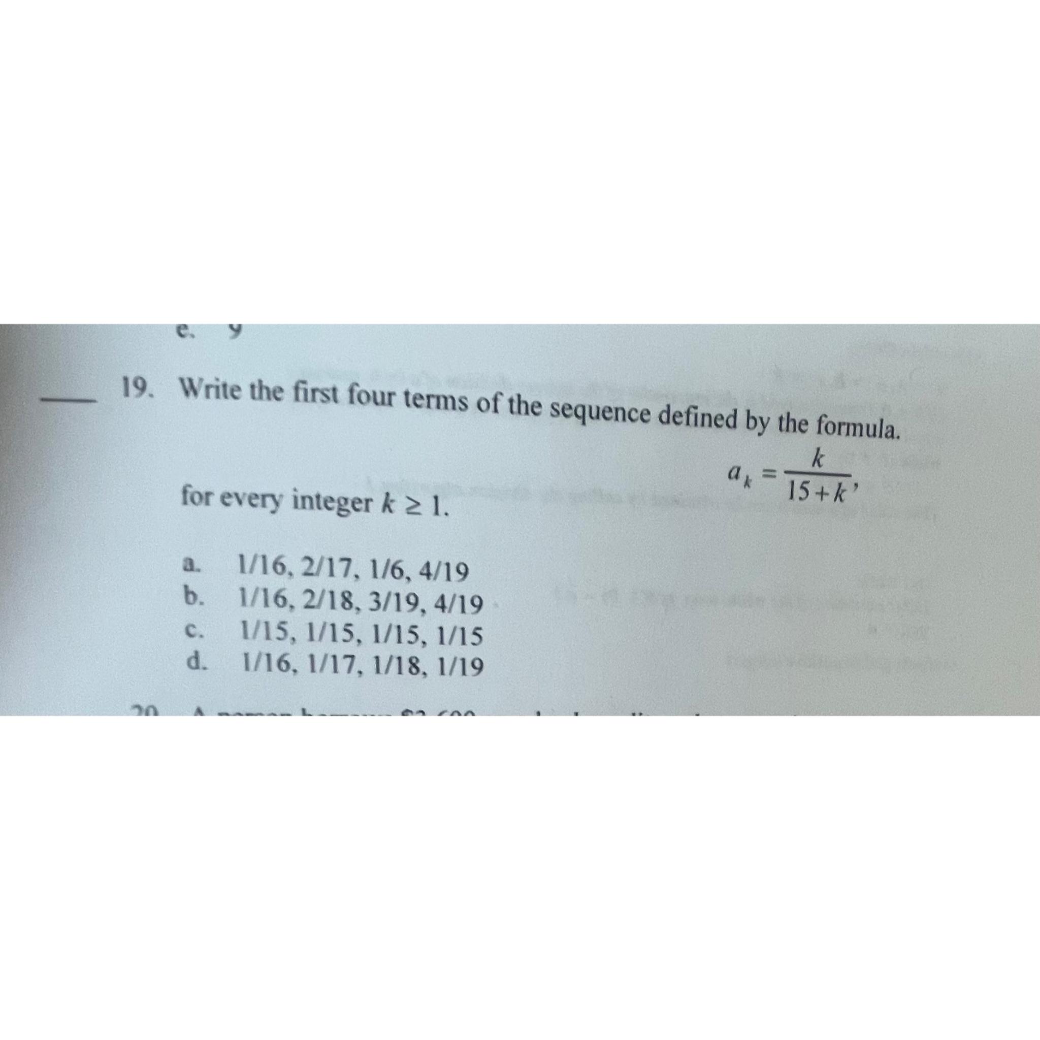 e. ﻿y19. ﻿Write the first four terms of the sequence | Chegg.com