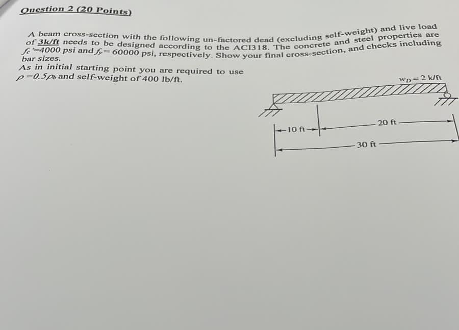 Solved Question 2 (20 ﻿Points)A beam cross-section with the | Chegg.com
