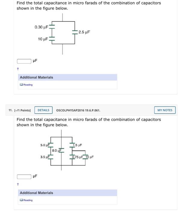 Solved Find the total capacitance in micro farads of the | Chegg.com
