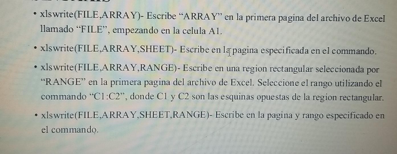Solved This Question Is For Matlab Make An Xlswrite Command