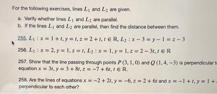 Solved For the following exercises, lines L1 and L2 are | Chegg.com